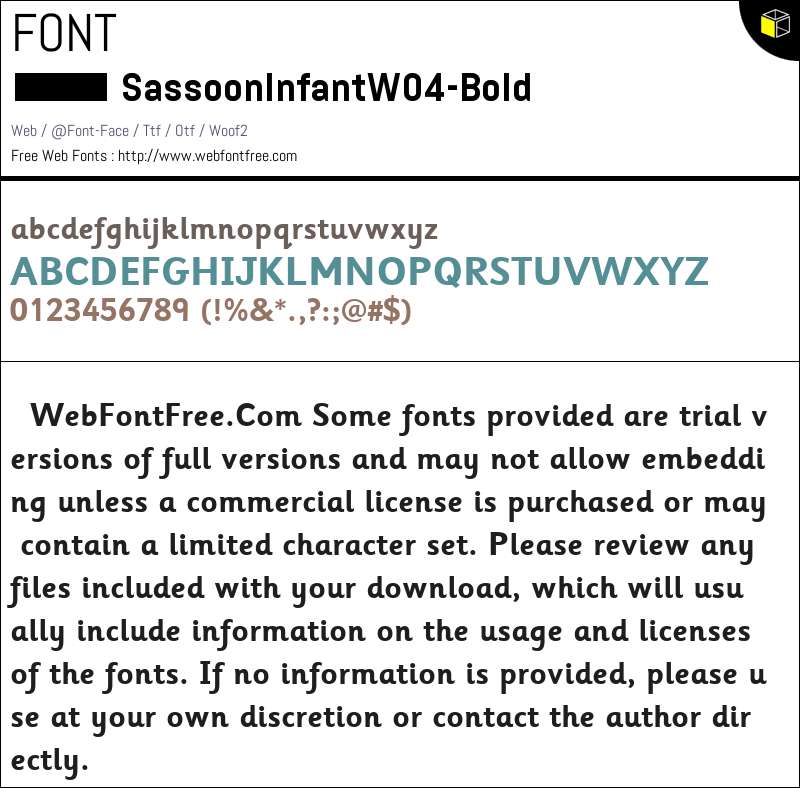 Sassoon Infant W04 Bold Fonts Downloads - WebFontFree.Com