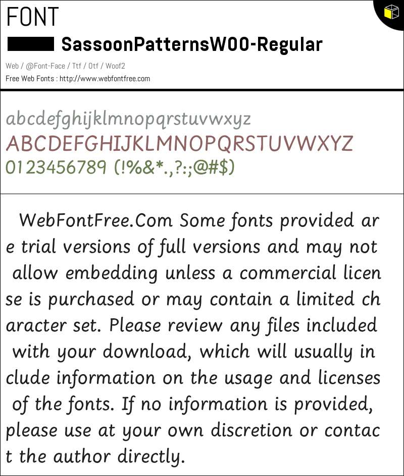 Sassoon Patterns W00 Regular Fonts Downloads - WebFontFree.Com