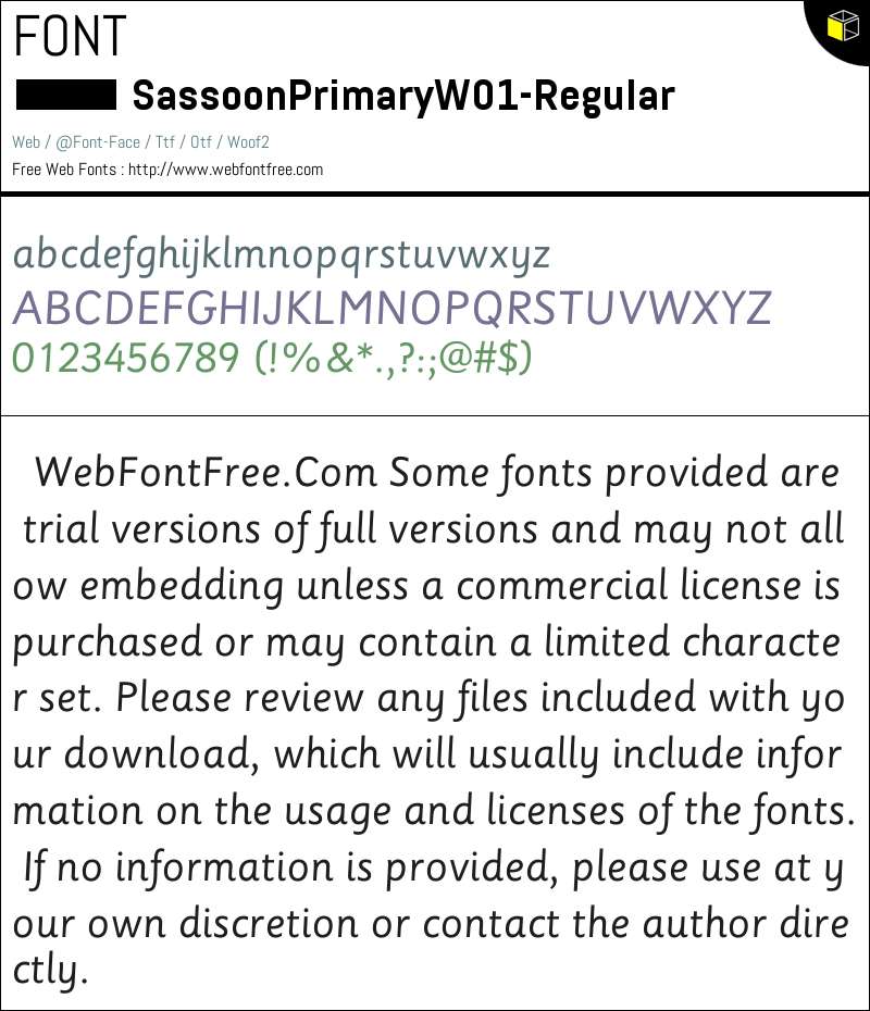 Sassoon Primary W01 Regular Fonts Downloads - WebFontFree.Com