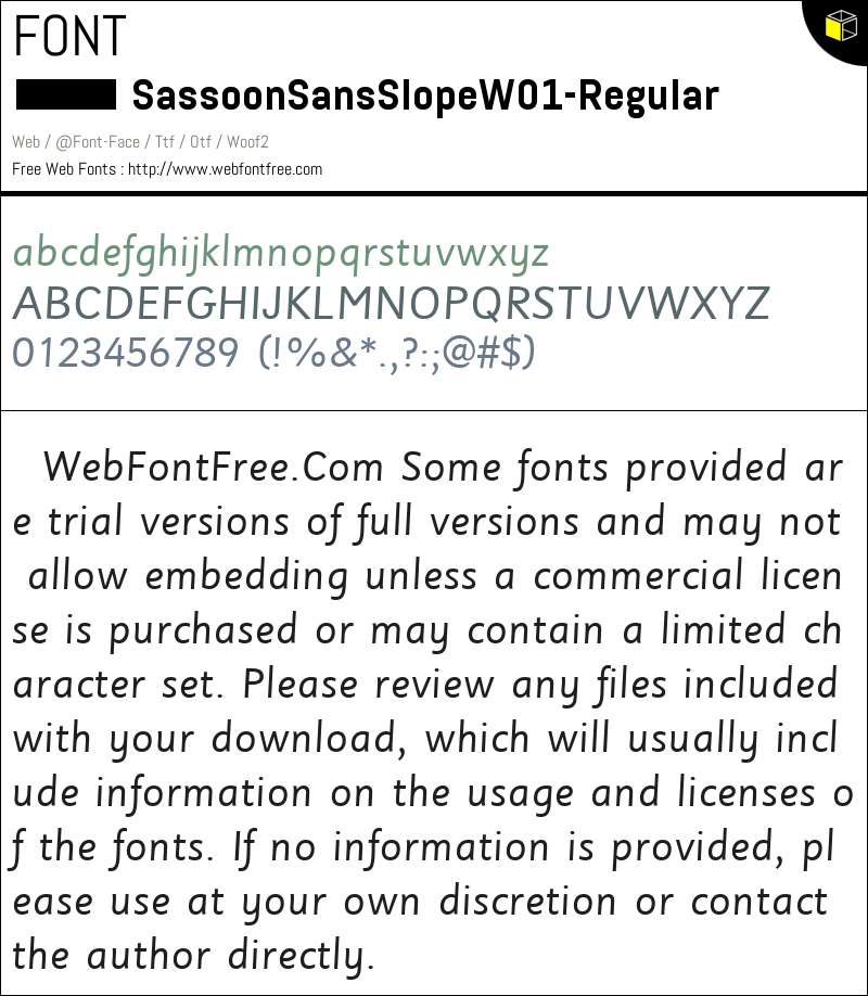 Sassoon Sans Slope W01 Regular Fonts Downloads - WebFontFree.Com