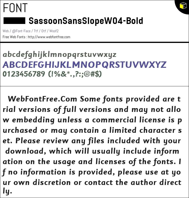 Sassoon Sans Slope W04 Bold Fonts Downloads - WebFontFree.Com