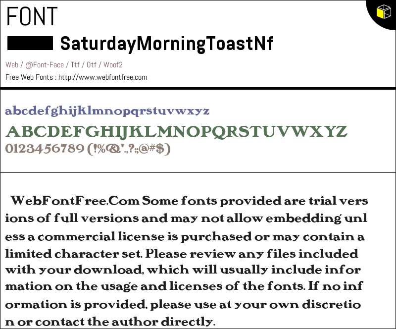 Saturday Morning Toast Nf Fonts Downloads - WebFontFree.Com