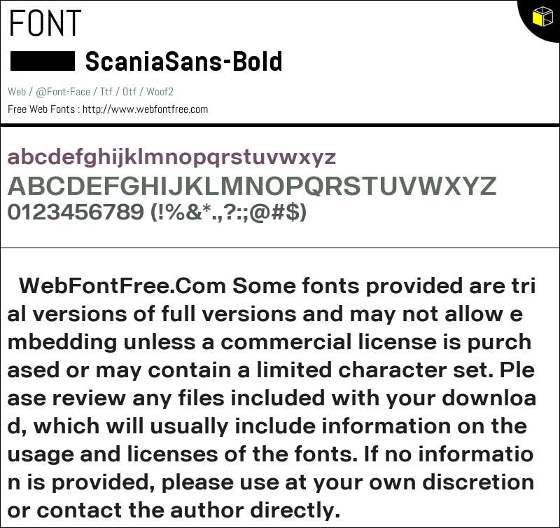 Scania Sans Bold Fonts Downloads - WebFontFree.Com
