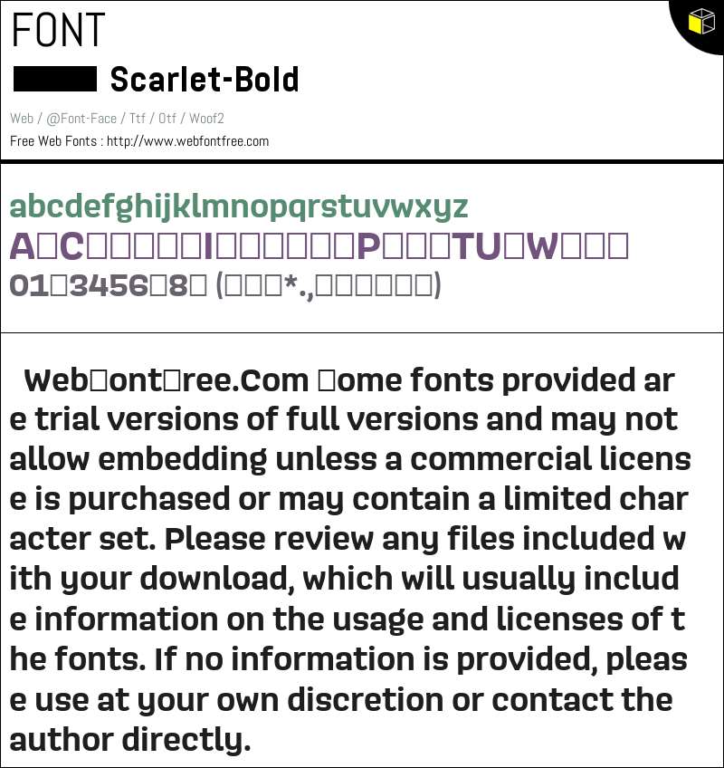 Scarlet Bold Fonts Downloads - WebFontFree.Com
