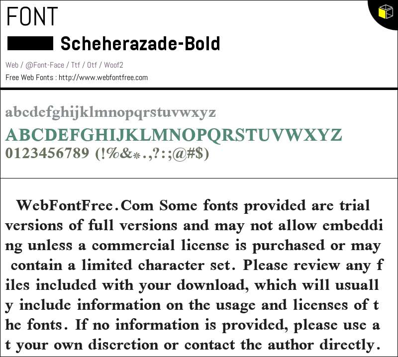 Scheherazade Bold Fonts Downloads - WebFontFree.Com