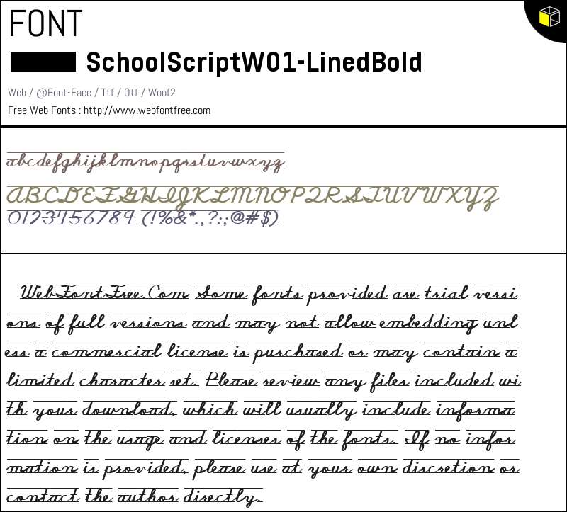 School Script W01 Lined Bold Fonts Downloads - WebFontFree.Com