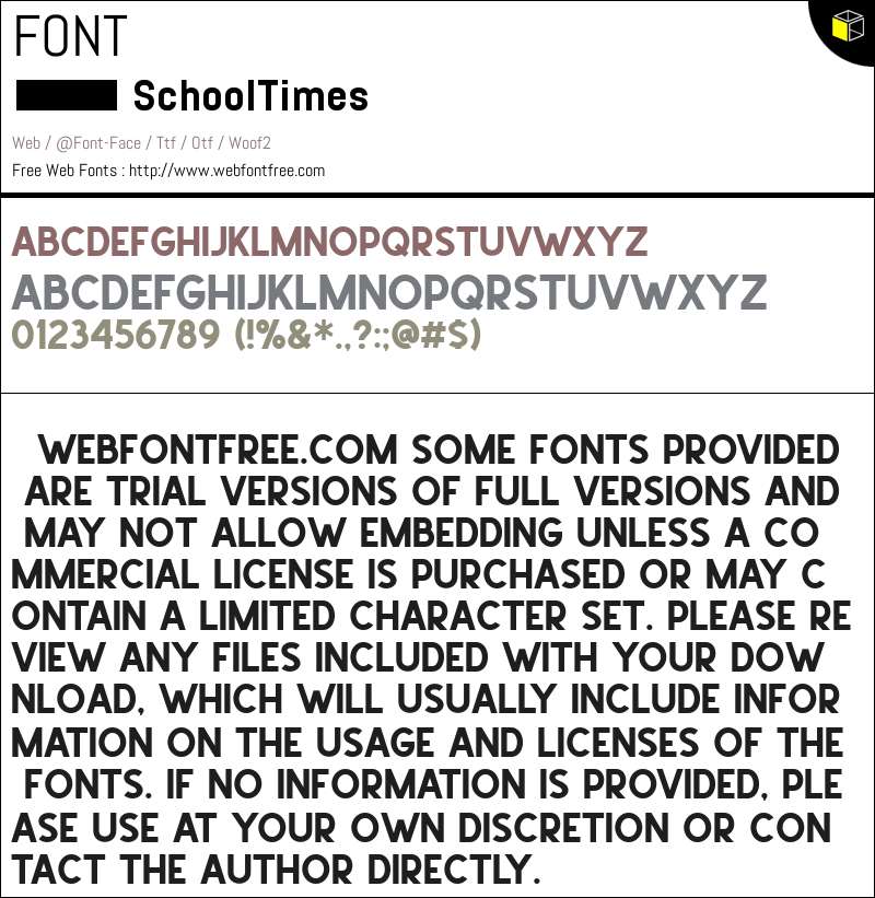 School Times Fonts Downloads - WebFontFree.Com