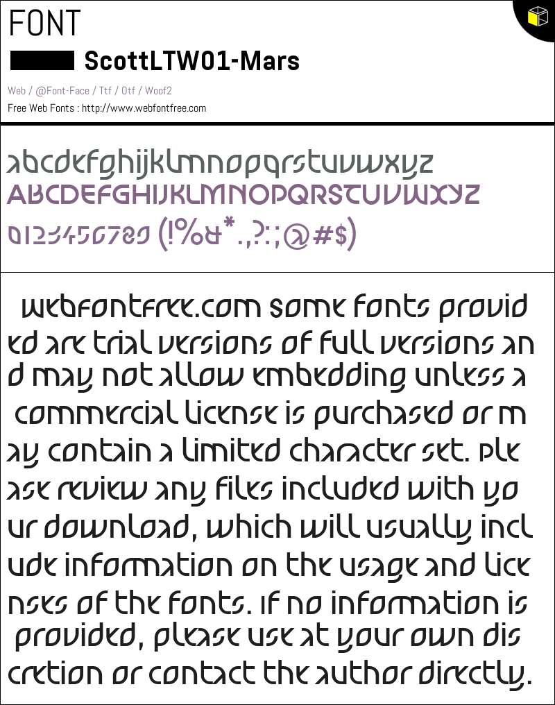 Scott LT W01 Mars Fonts Downloads - WebFontFree.Com