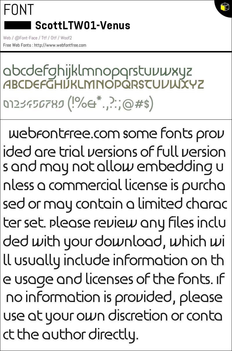 Scott LT W01 Venus Fonts Downloads - WebFontFree.Com