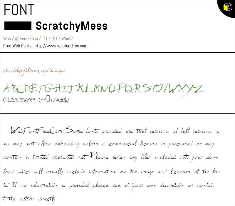 Scratchy Mess Fonts Downloads - WebFontFree.Com