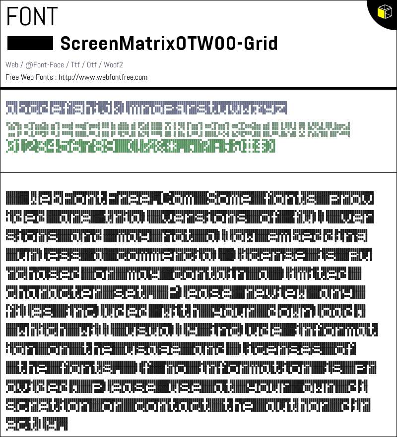 ScreenMatrixOT W00 Grid Fonts Downloads - WebFontFree.Com