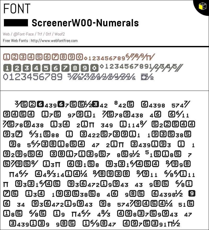 Screener W00 Numerals Fonts Downloads - WebFontFree.Com