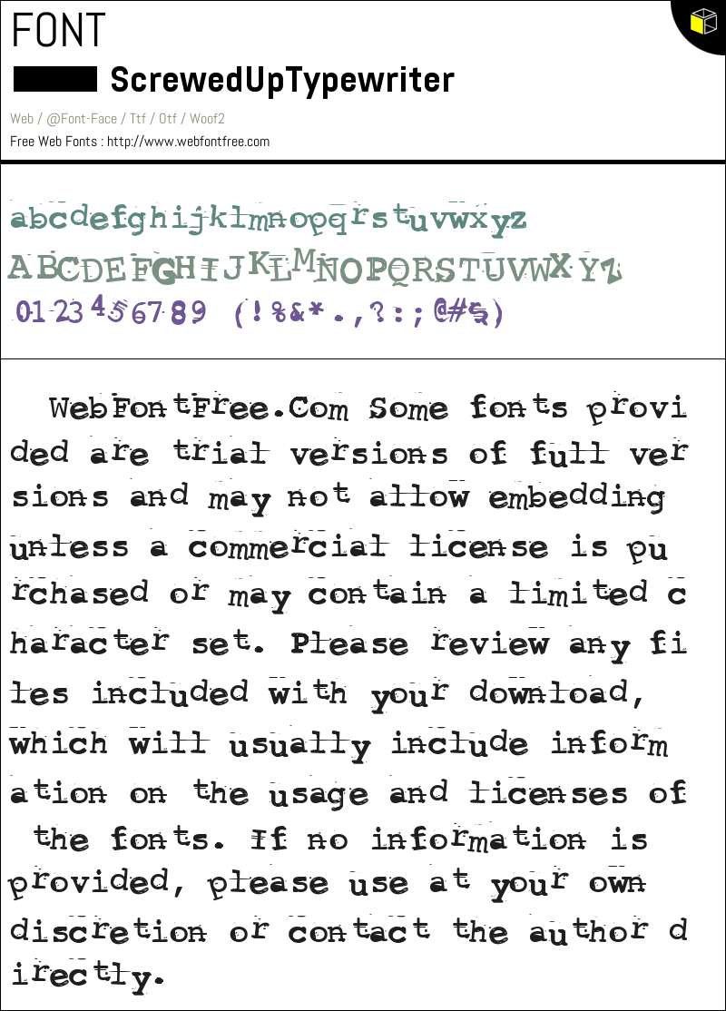Screwed Up Typewriter Fonts Downloads - WebFontFree.Com