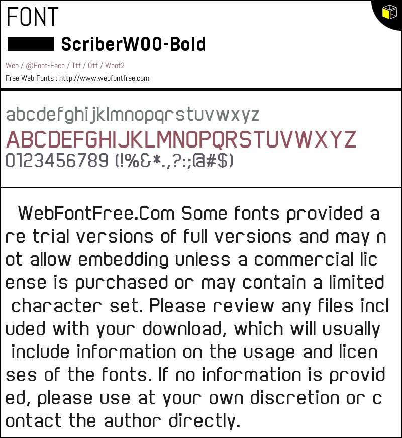 Scriber W00 Bold Fonts Downloads - WebFontFree.Com