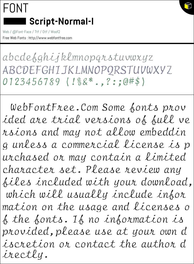 Script-Normal-I Fonts Downloads - WebFontFree.Com