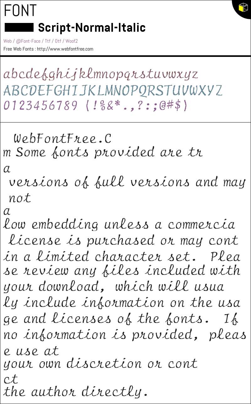 Script-Normal-Italic 字体 下载 - WebFontFree.Com