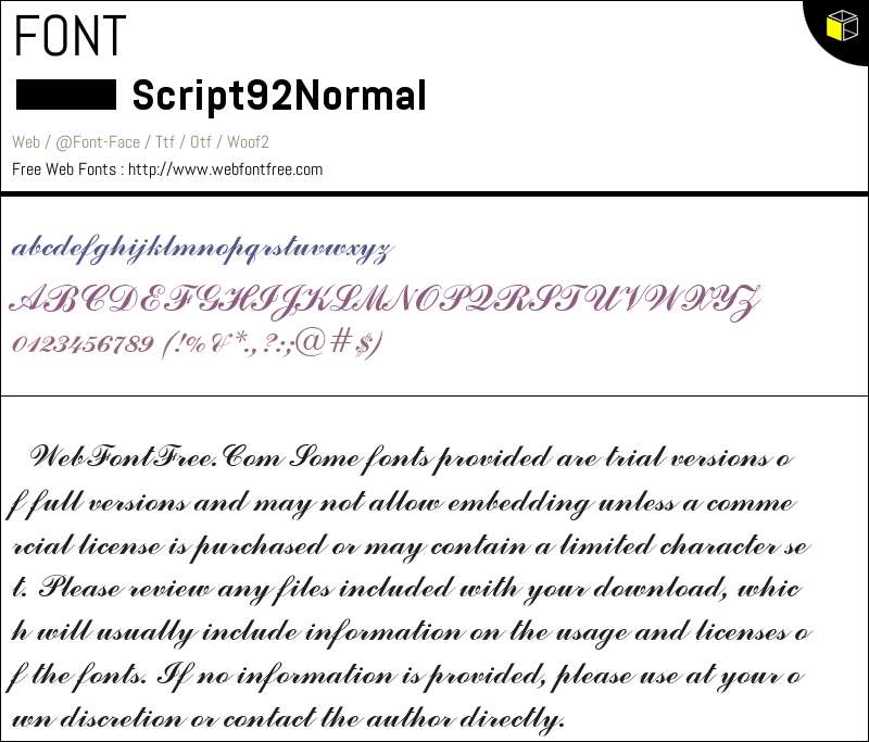 Script 92 Normal 字体 下载 - WebFontFree.Com