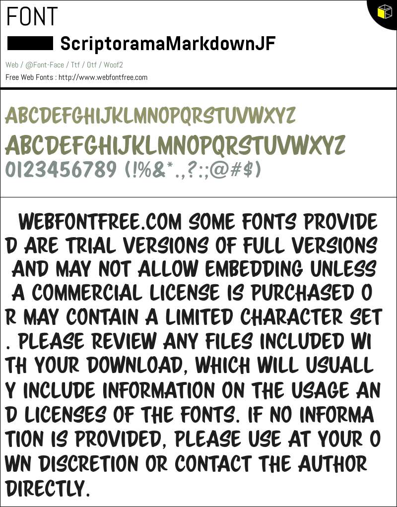 ScriptoramaMarkdownJF 字体 下载 - WebFontFree.Com