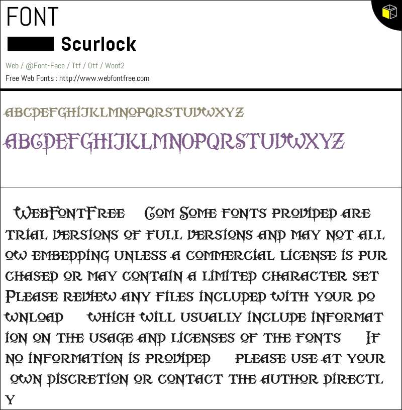 Scurlock Fonts Downloads - WebFontFree.Com