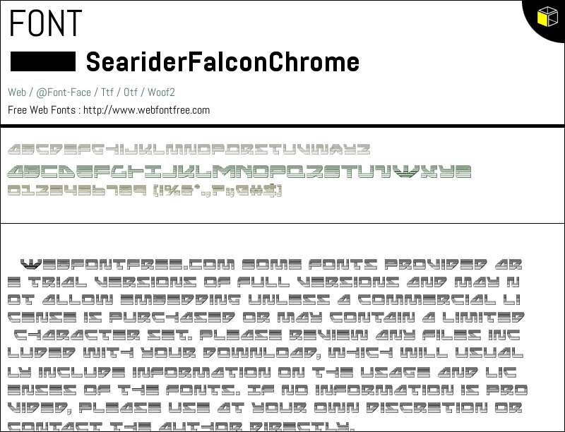 Searider Falcon Chrome Fonts Downloads - WebFontFree.Com
