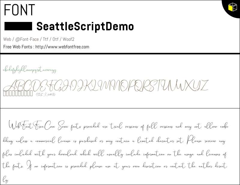 Seattle Script Demo Fonts Downloads - WebFontFree.Com