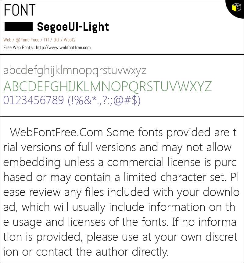 Segoe UI Light 字体 下载 - WebFontFree.Com