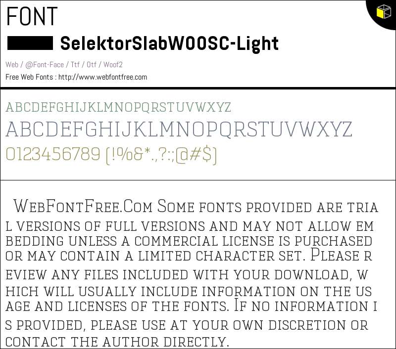 Selektor Slab W00SC Light Fonts Downloads - WebFontFree.Com