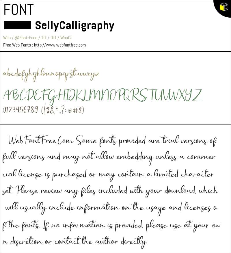 Selly Calligraphy Fonts Downloads - WebFontFree.Com