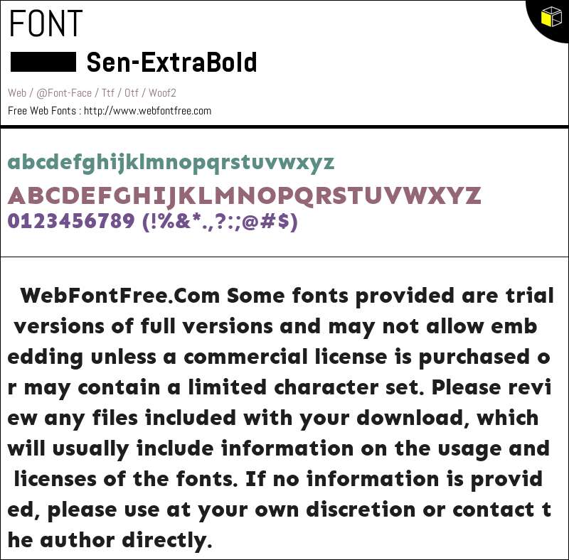 Sen-ExtraBold 字体 下载 - WebFontFree.Com