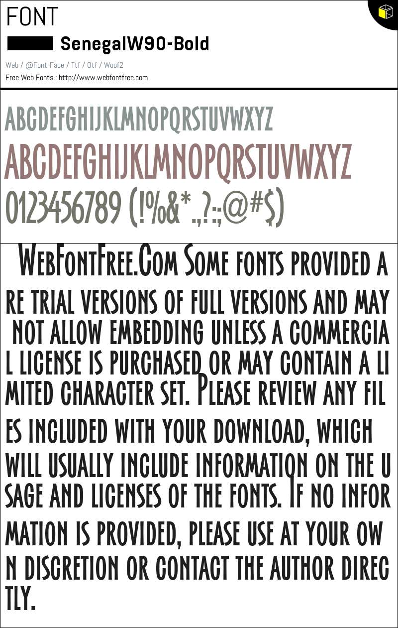 Senegal W90 Bold Fonts Downloads - WebFontFree.Com