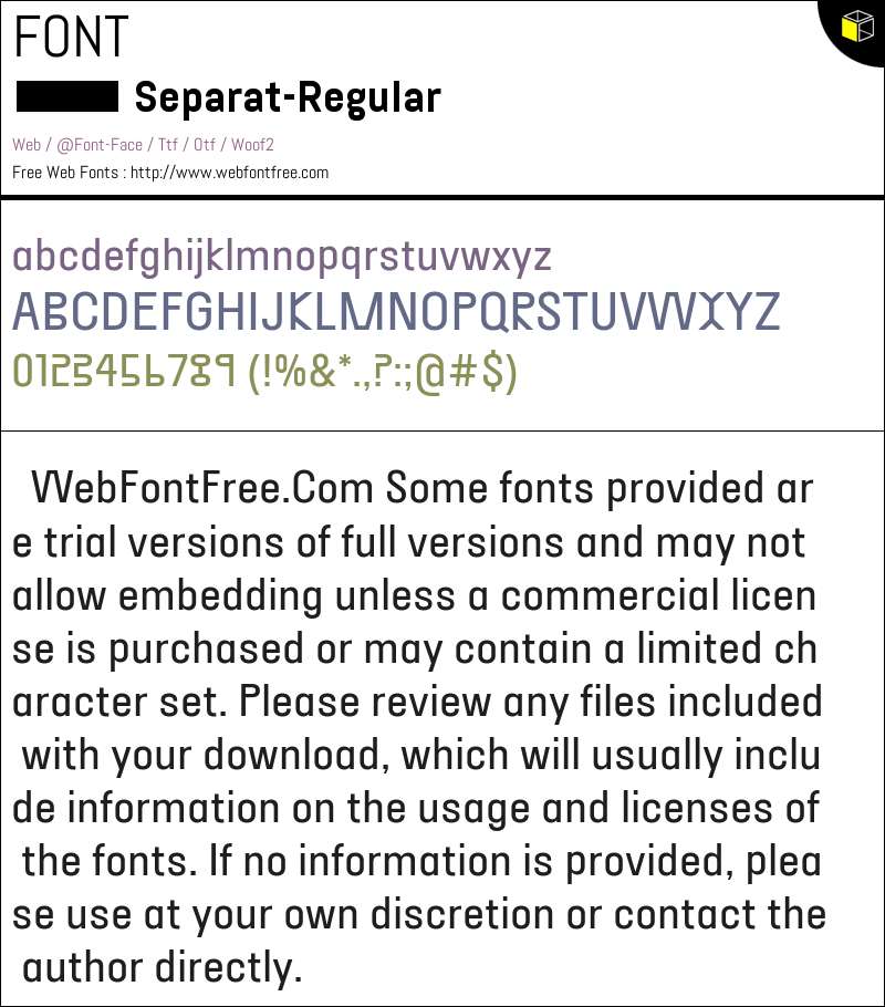 Separat Regular Fonts Downloads - WebFontFree.Com