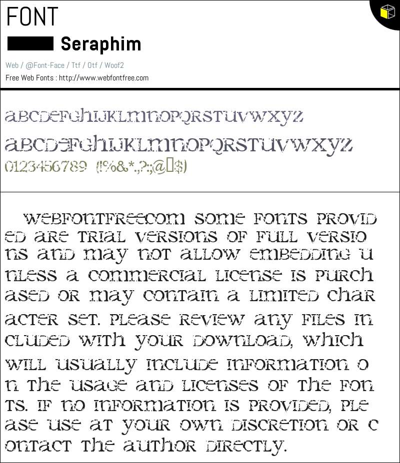 Seraphim Fonts Downloads - WebFontFree.Com