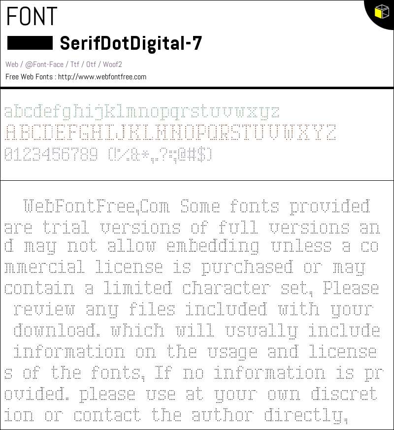 Serif Dot Digital-7 Fonts Downloads - WebFontFree.Com