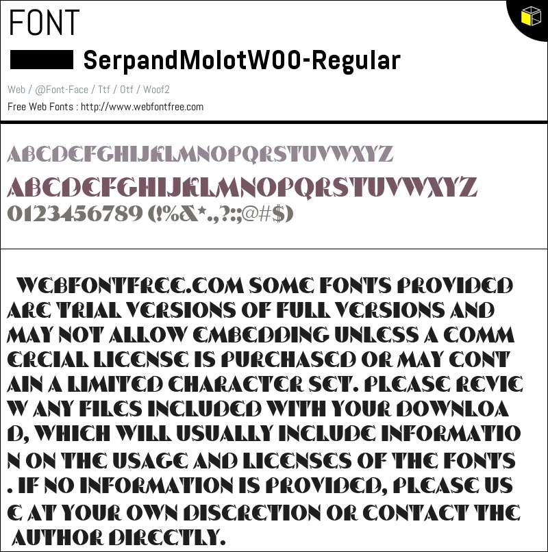 Serp and Molot W00 Regular Fuentes Descargar - WebFontFree.Com