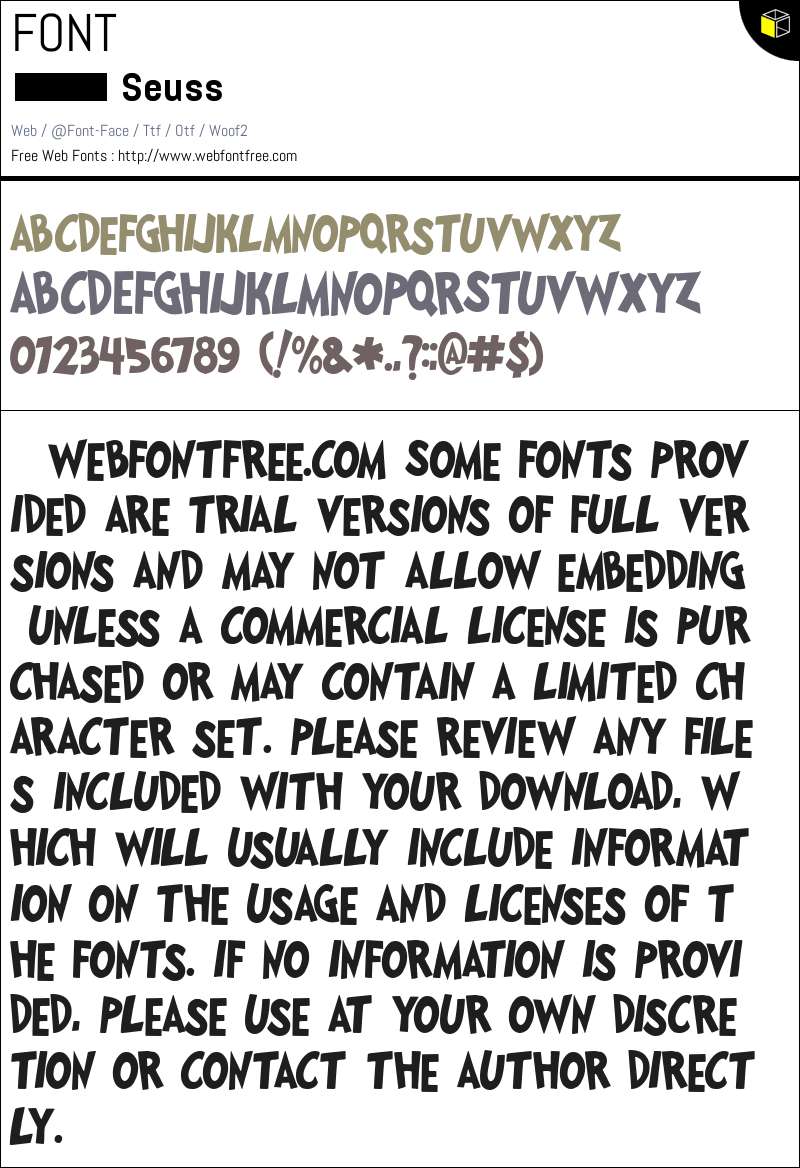 Seuss Fonts Downloads - WebFontFree.Com