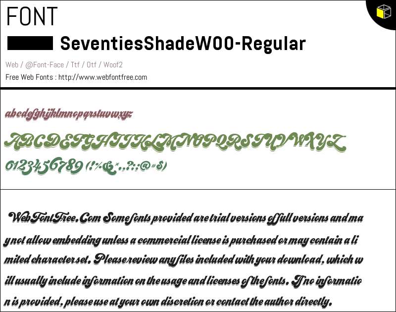 Seventies Shade W00 Regular Fonts Downloads - WebFontFree.Com