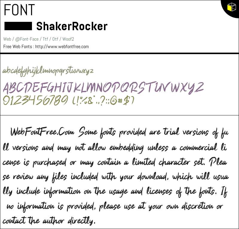 Shaker Rocker Fonts Downloads - WebFontFree.Com