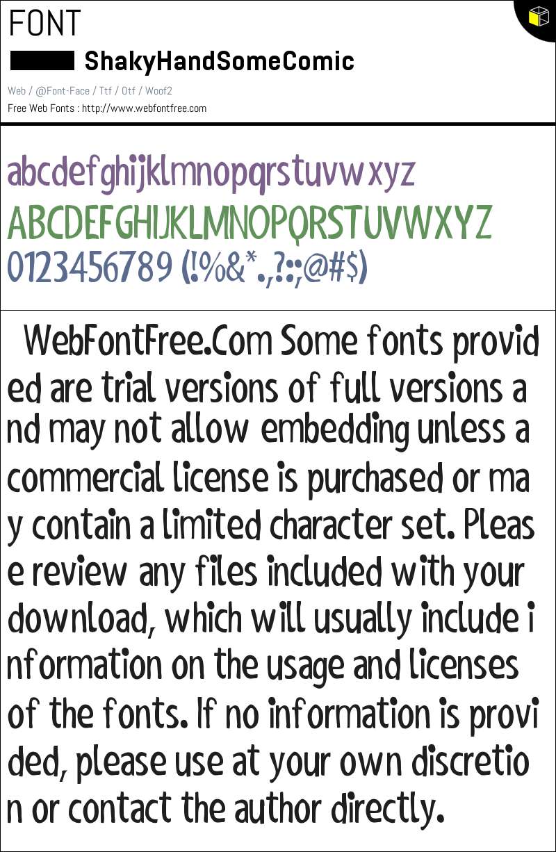 ShakyHandSomeComic Fonts Downloads - WebFontFree.Com