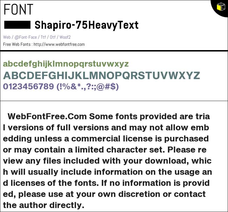 Shapiro 75 Heavy Text Fonts Downloads - WebFontFree.Com