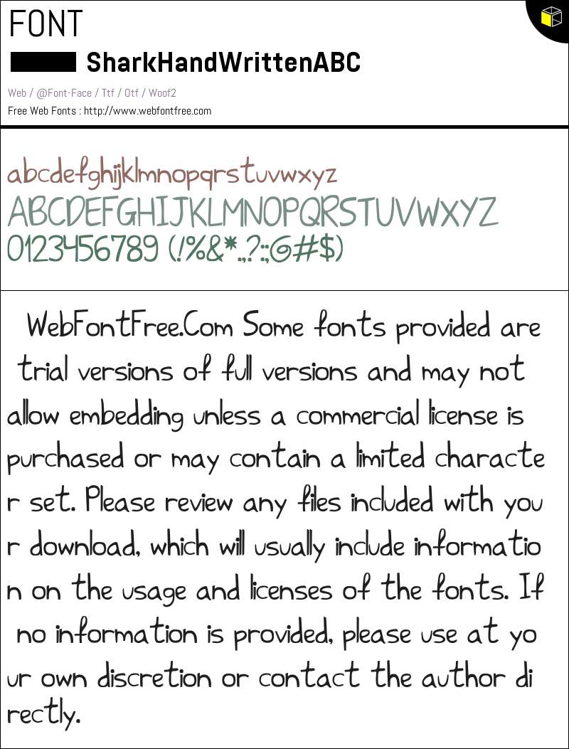 Shark HandWritten ABC Fonts Downloads - WebFontFree.Com