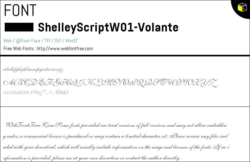 Shelley Script W01 Volante 字体 下载 - WebFontFree.Com