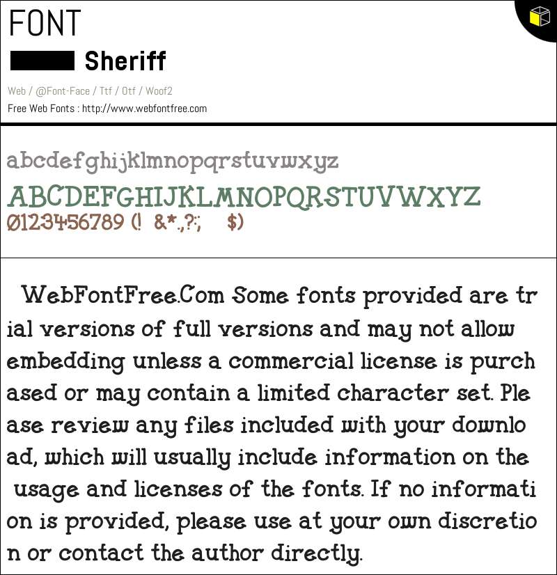 Sheriff Fonts Downloads - WebFontFree.Com