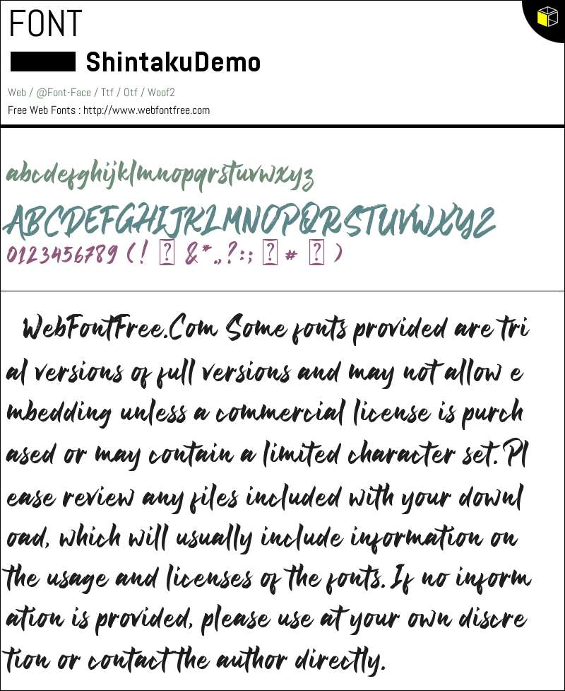 Shintaku Demo Fonts Downloads - WebFontFree.Com
