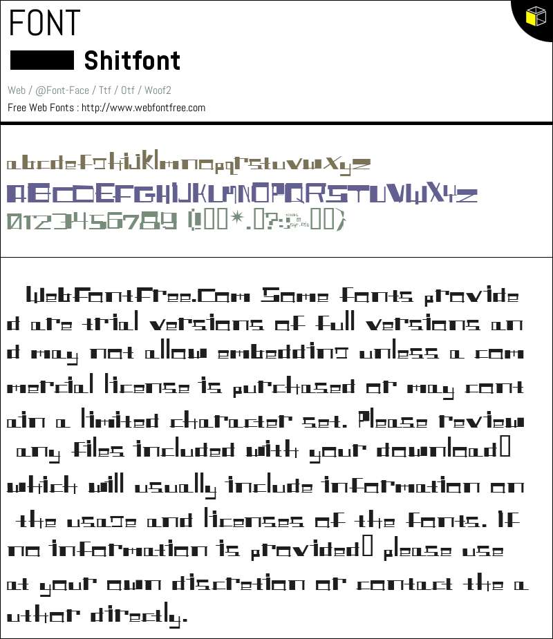 Shitfont Fonts Downloads - WebFontFree.Com