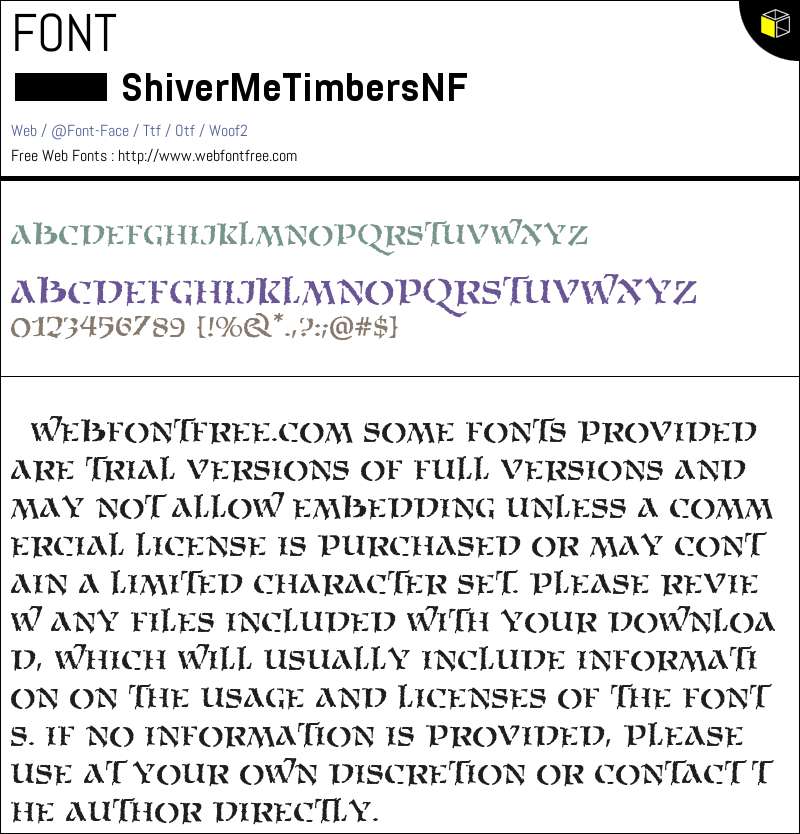 Shiver Me Timbers NF Fonts Downloads - WebFontFree.Com