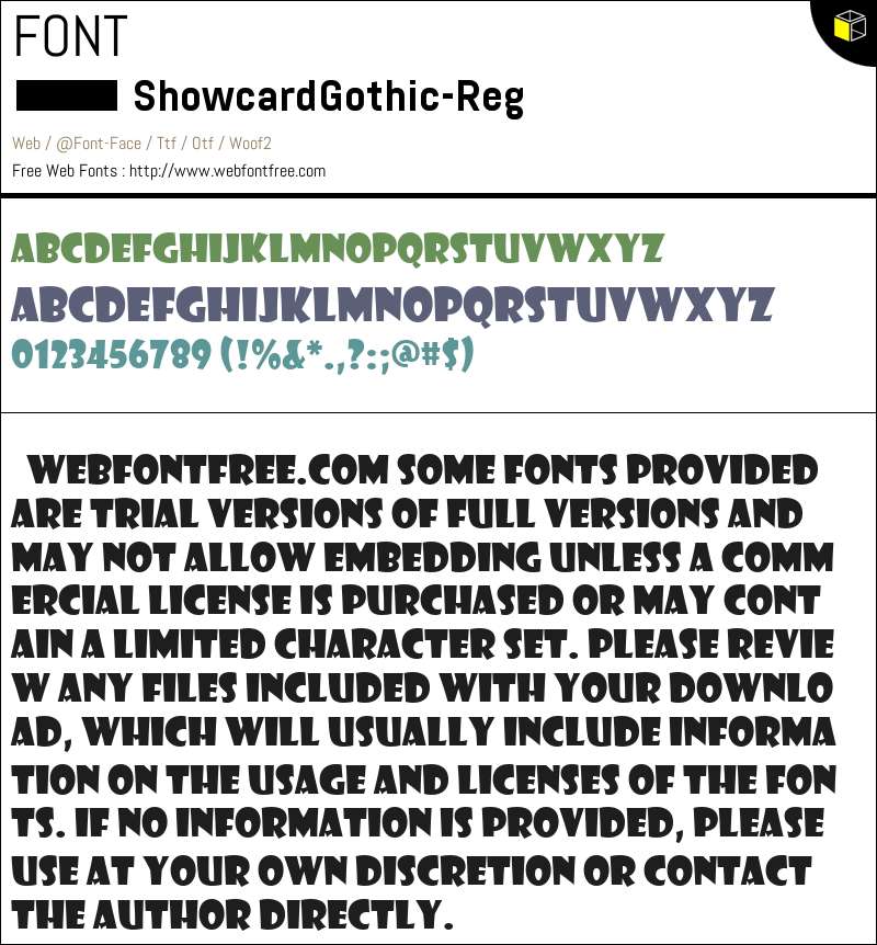 Showcard Gothic 字体 下载 - WebFontFree.Com