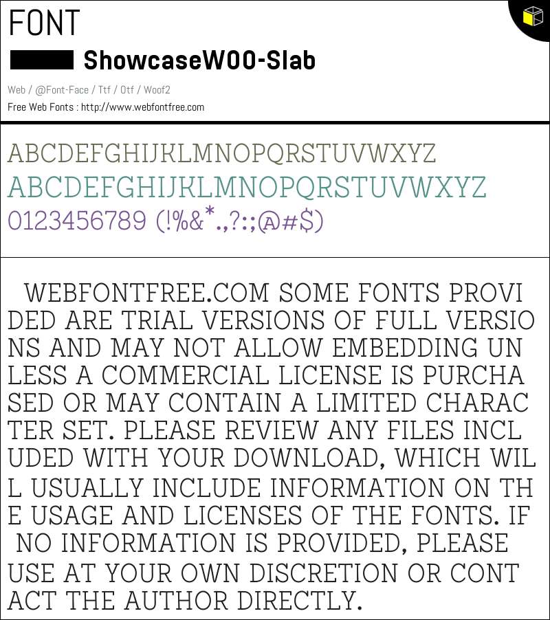 Showcase W00 Slab Fonts Downloads - WebFontFree.Com