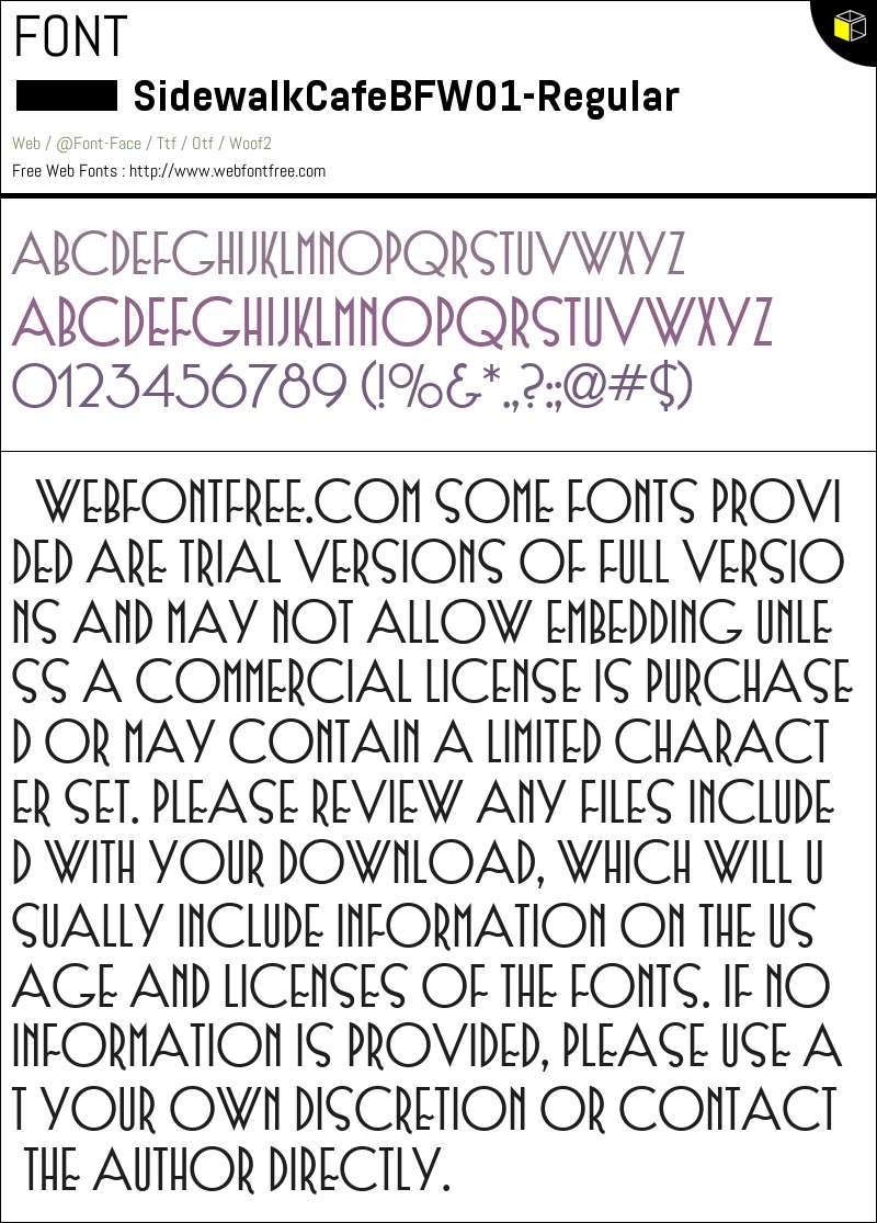 Sidewalk Cafe BF W01 Regular Fonts Downloads - WebFontFree.Com