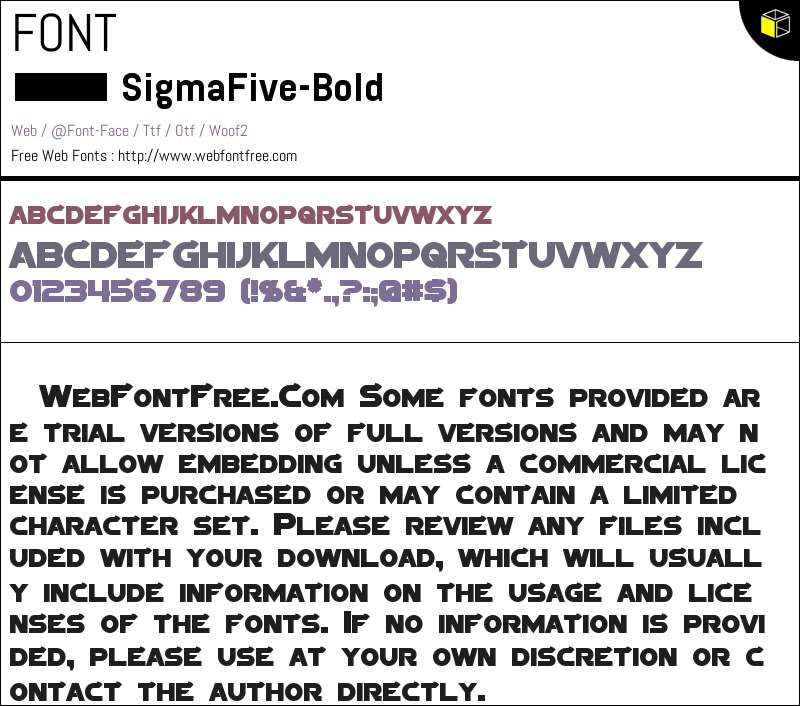 Sigma Five Bold Fonts Downloads - WebFontFree.Com
