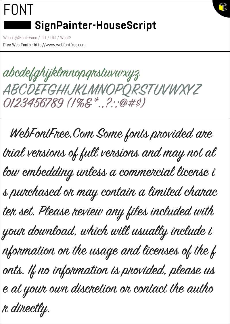 SignPainter-HouseScript Fonts Downloads - WebFontFree.Com